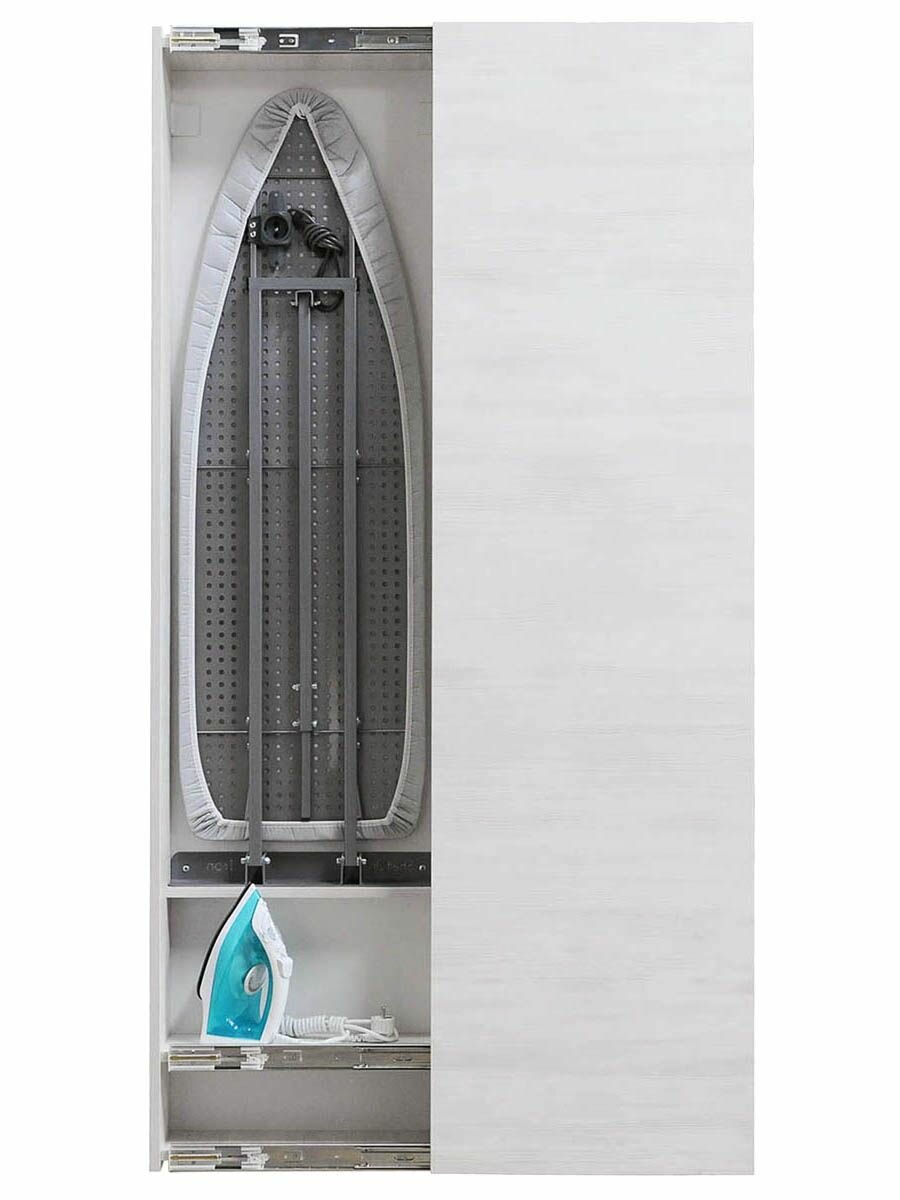 Встроенная гладильная доска без зеркала Айрон Бокс XL ЭКО Выбеленный дуб купе право