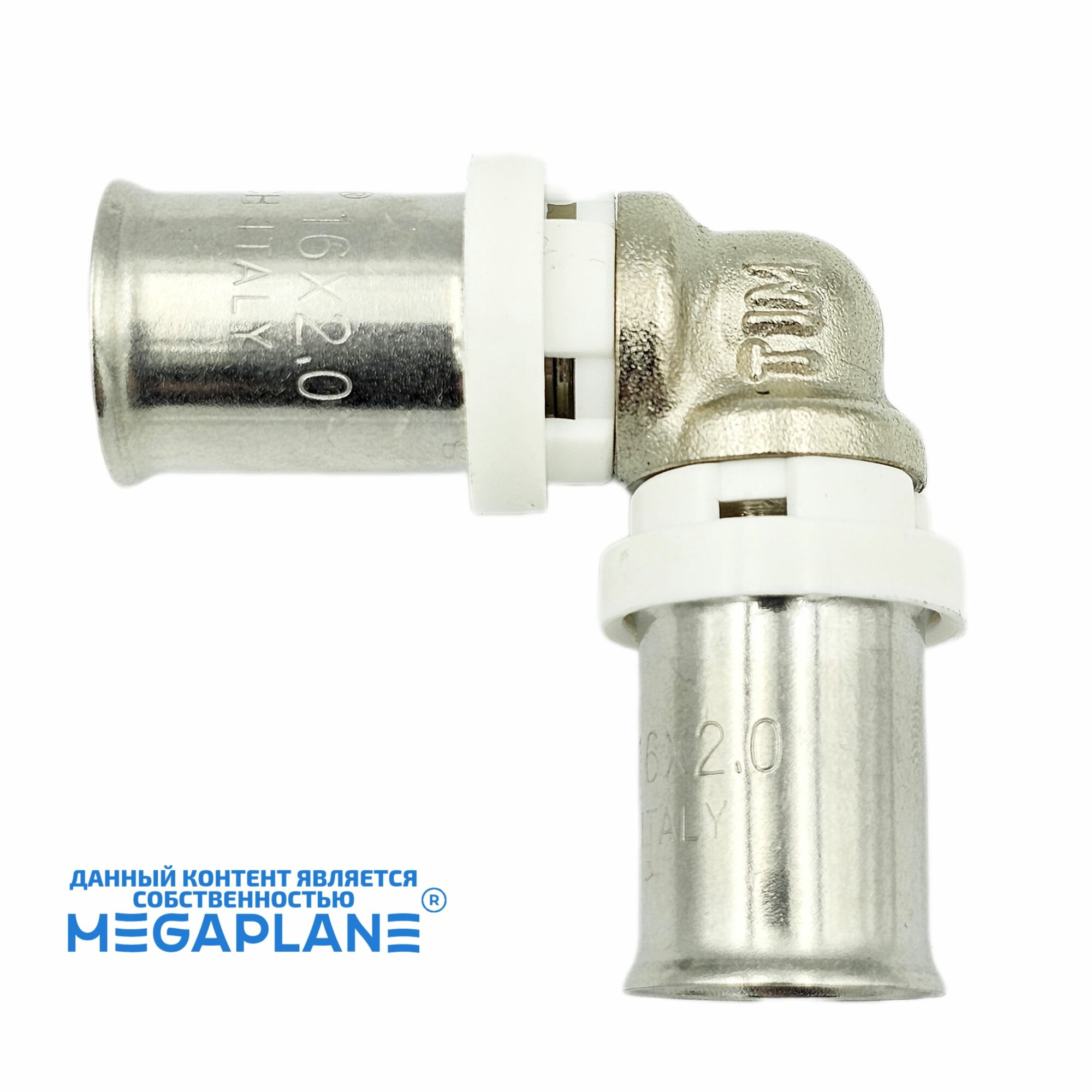 Пресс-фитинг (уголок) никелированный Ф16 мм TIM F-L1616N