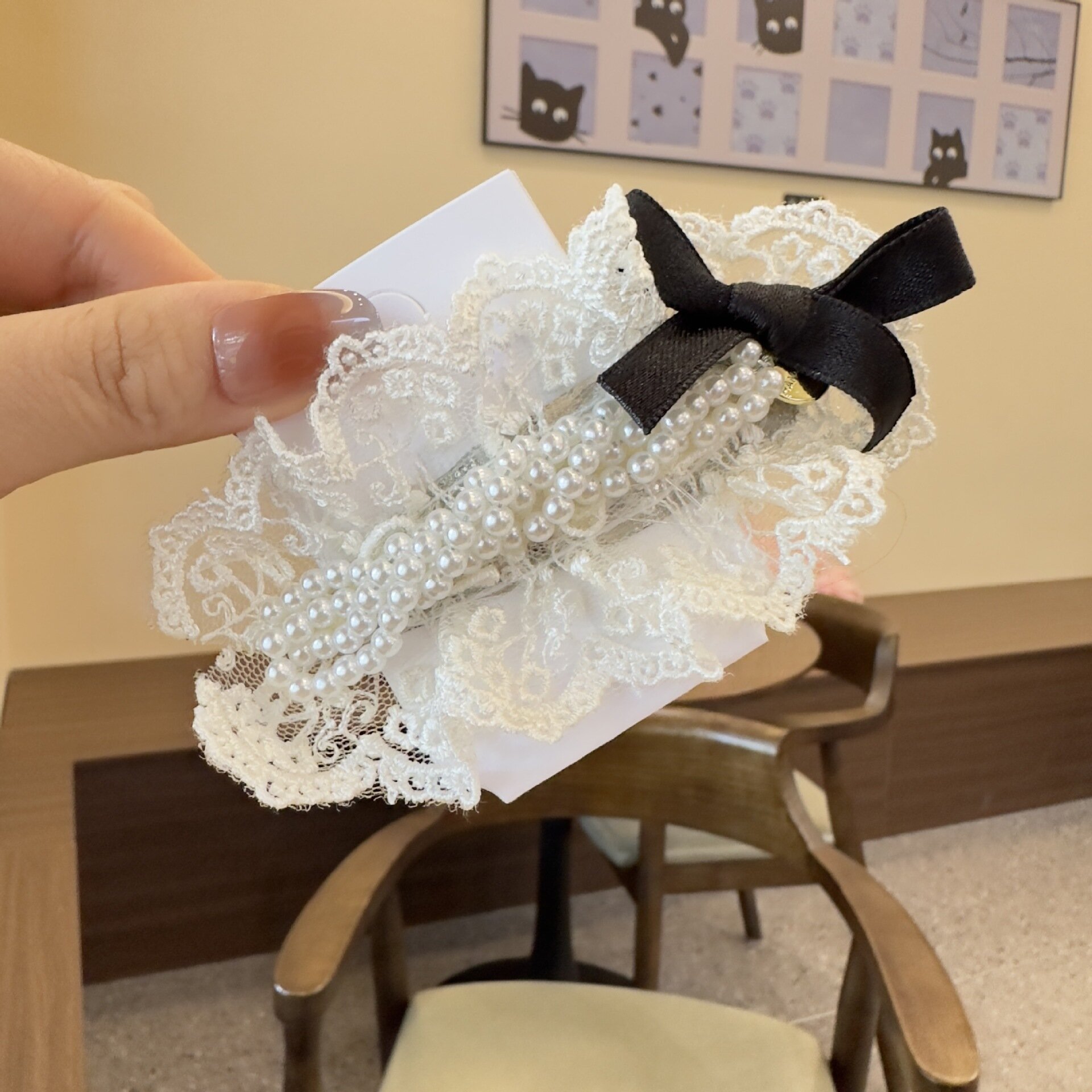 Заколка для волос "Сладкий темперамент", французский кружевной бант