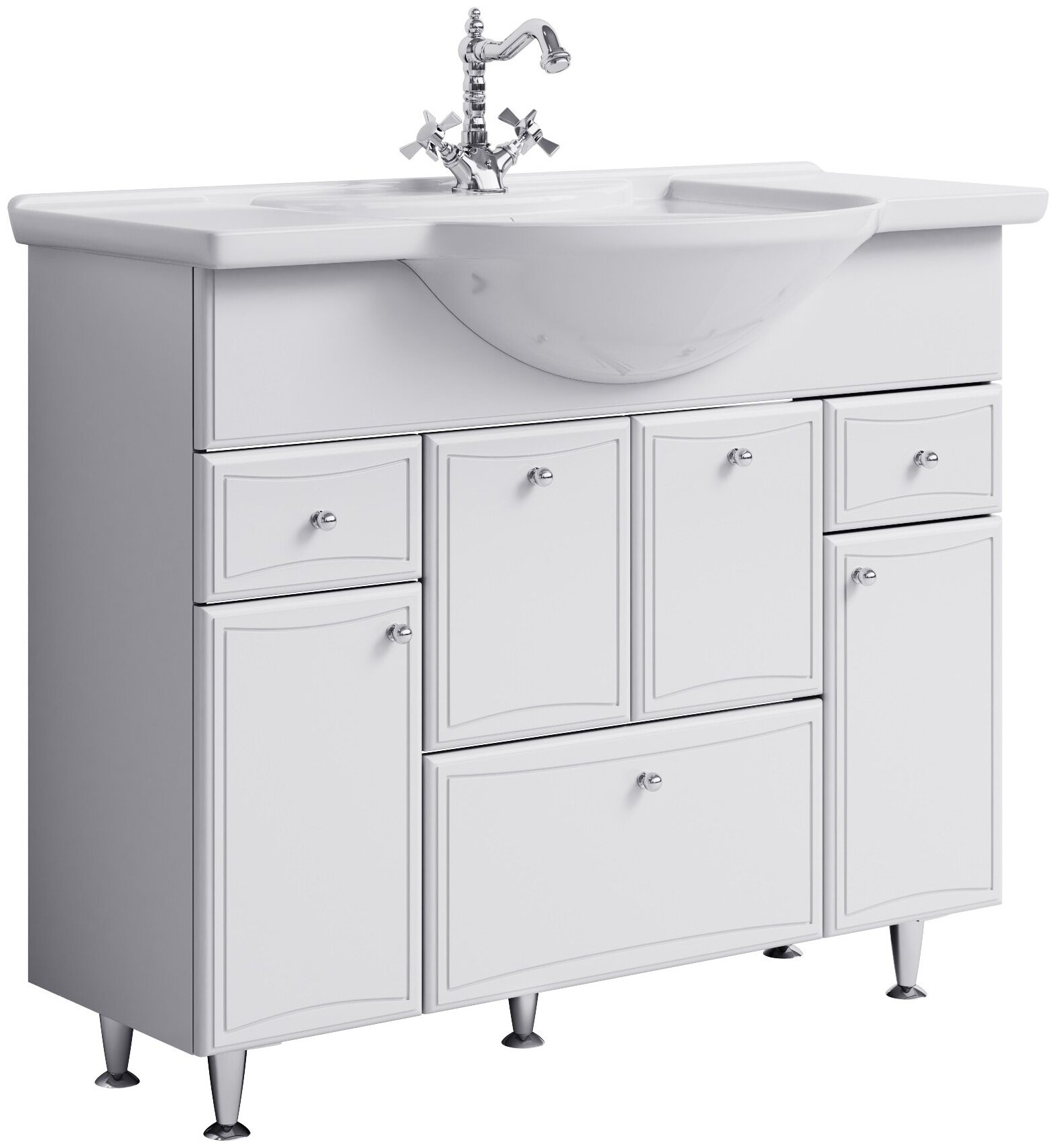 Тумба под раковину Аквелла Ba-L.01.10. K Барселона люкс -105 на ножках, с корзиной