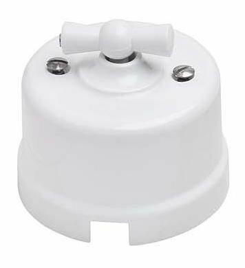 BIRONI Ретро Выключатель одноклавишный проходной, пластик, цвет Белый