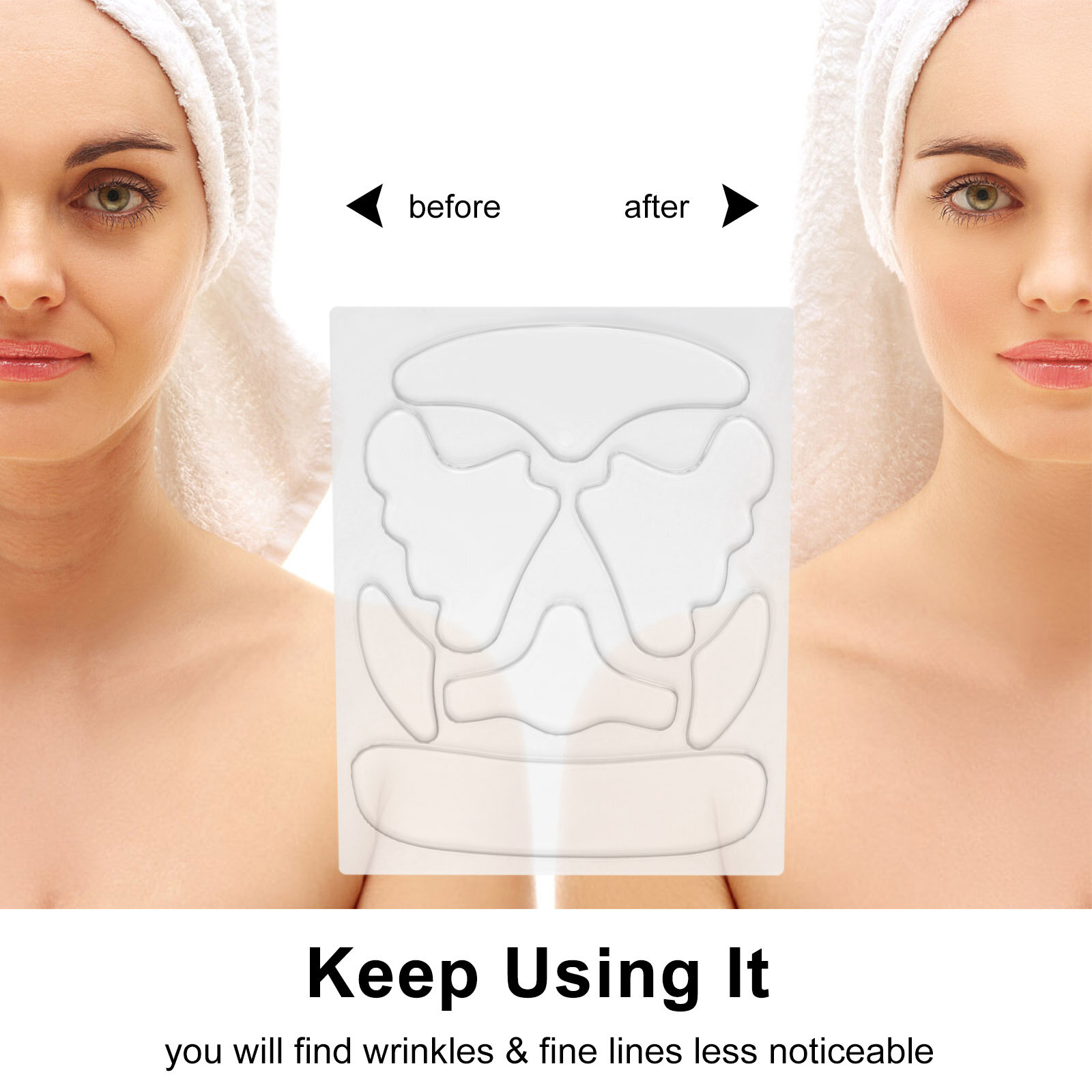 7-в-1 пластыри для лица против морщин для лба, щек, шеи, силиконовые разглаживающие подушечки для удаления морщин для ухода за кожей лица