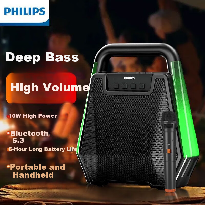 PHILIPS SD140 Wireless Bluetooth Speaker Square Dance Sound System Outdoor High Volume Portable Subwoofer Mini Home KTV with Microphone Conference Teaching Little Bee Amplifier