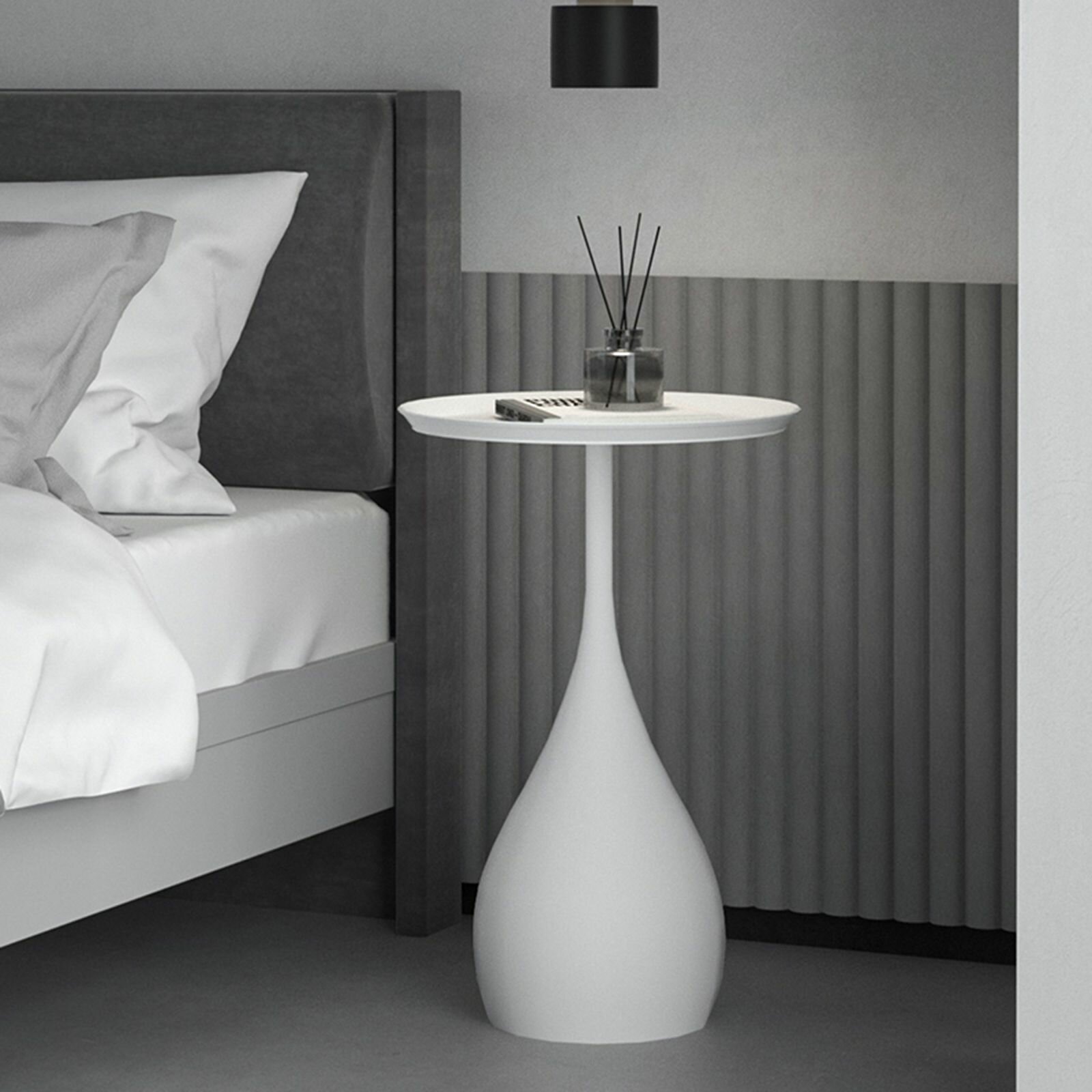 Эксклюзивный круглый офисный стол 40х40х60 см в стиле кантри из металла белого цвета