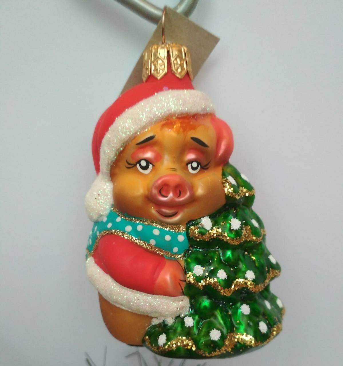 Игрушка на елку Свинка у елочки 7см