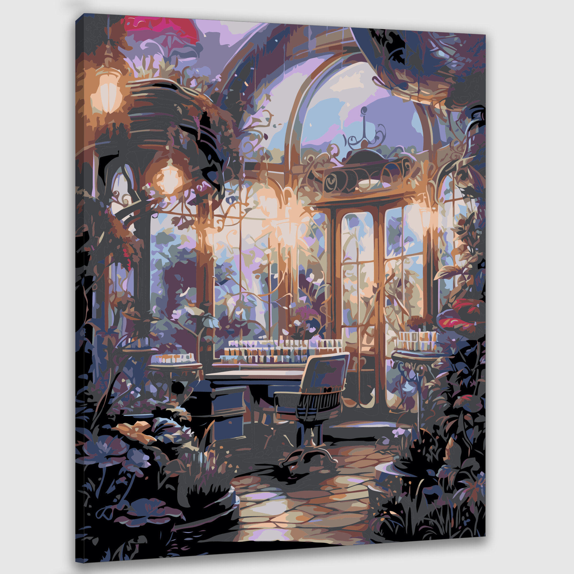 Картина по номерам 40x50 см, акварельная картина, волшебный маникюрный сало, феи, рисование на ногтях, сад, яркие цветы