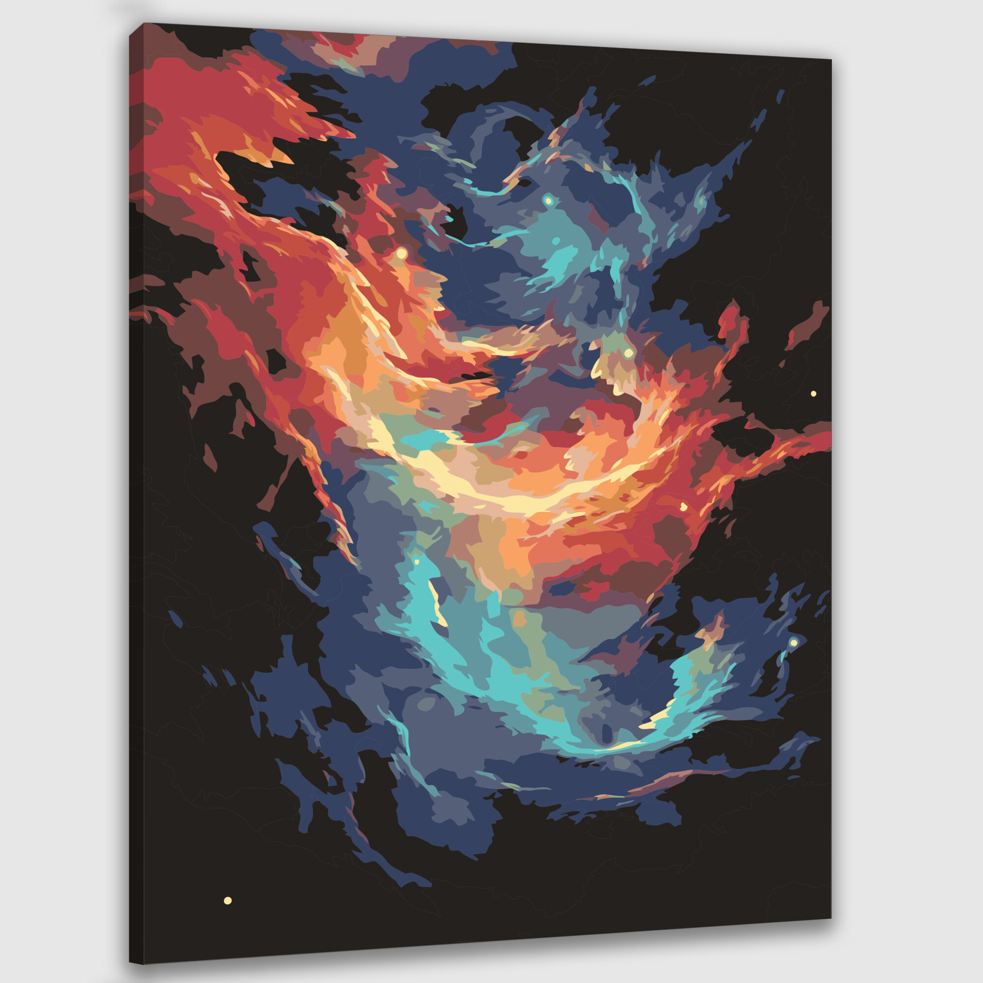 Картина по номерам 40x50 см, абстракция, цифровое искусство, космос, галактики, туманности, звезды, цветовая палитра