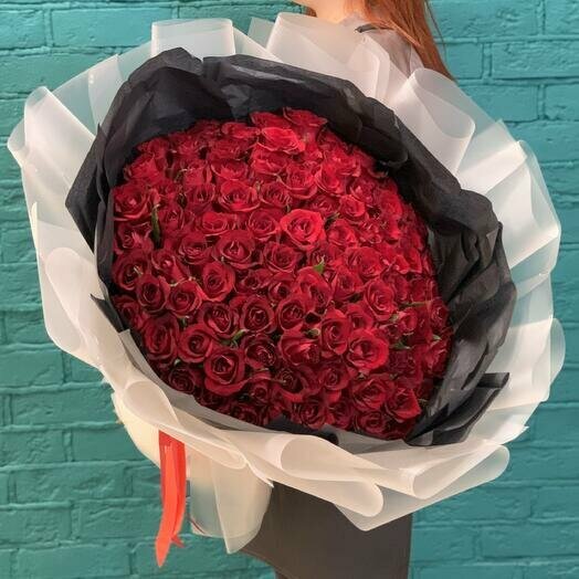Букет из 101 красной розы 60 см