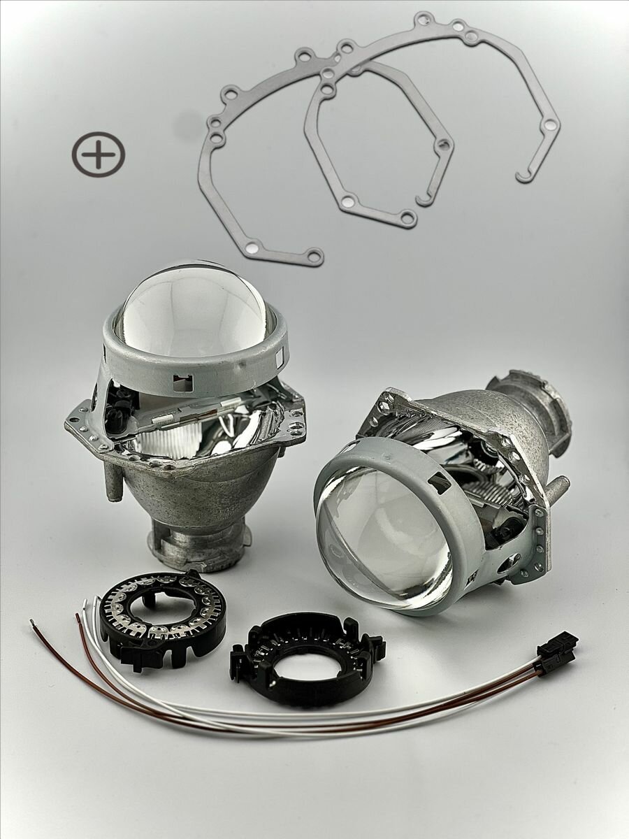 Би-Ксенон линзы тип HELLA 3R для Toyota Vellfire 2008-2015 (линзы+рамки) ближнего и дальнего света в автомобильные фары / Би ксеноновые модули комплект 2шт