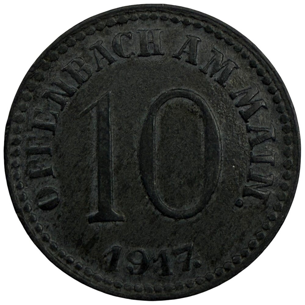 Германия (Германская империя) Оффенбах-ам-Майн 10 пфеннигов 1917 г. (Zn) (Лот №3)
