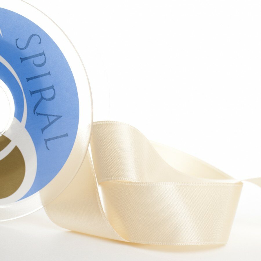 Лента атласная двусторонняя SAFISA, 6.5 мм, 25 м, цвет 21, экрю