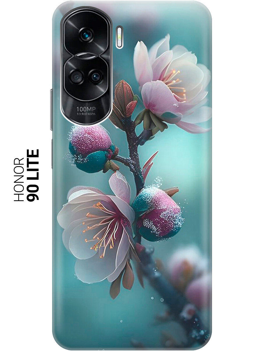 Силиконовый чехол на Honor 90 Lite / Хонор 90 Лайт с рисунком "Распускающиеся бутоны"