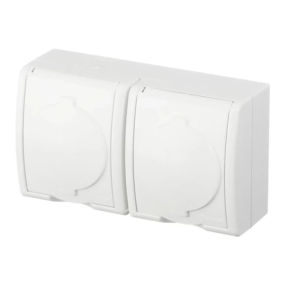 Розетка Simon 15 Aqua накладная белая со шторками с крышкой (1594443-030)