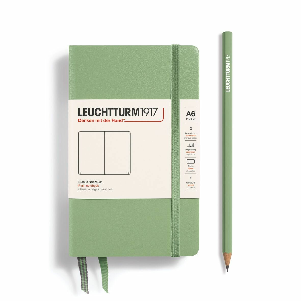 Блокнот Leuchtturm1917 Classic A6 (9x15см.), 80г/м2, 187 стр. (93 л.), без разметки, твердая обложка