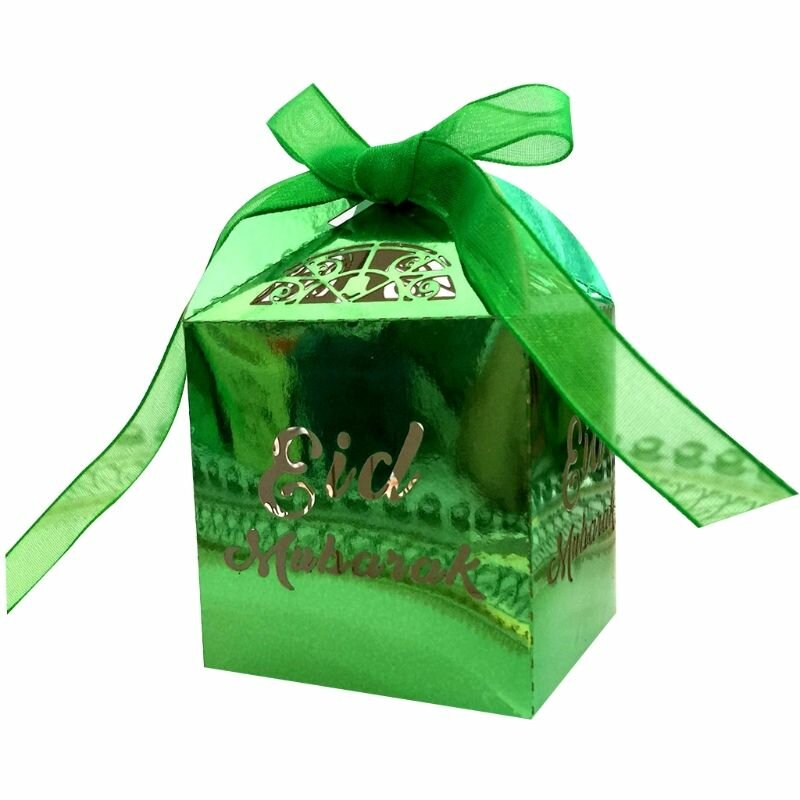 1 набор из 100 штук, пустотелая коробка конфет для Священного мусульман месяца Рамадан-светоотражающий зеленый