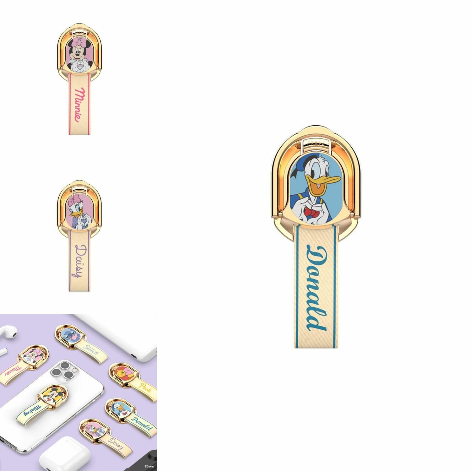 Цветной телефонный кольцевой держатель с магнитным креплением и висячей веревкой "Минни"