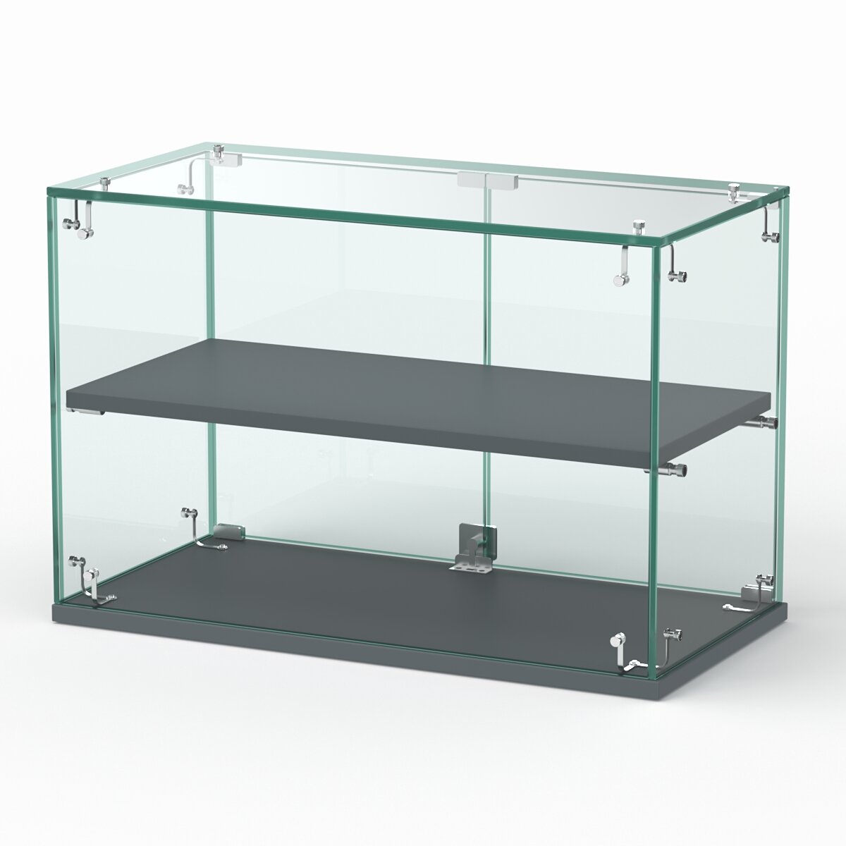 Витрина "сладость" №14А-П для выпечки настольная с прямыми полками пдсп, Темно-Серый