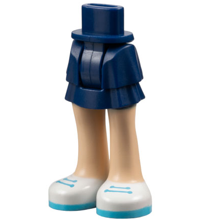 Mini Doll Hips and Skirt Layered, Light Nougat Legs, and White Shoes with Medium Azure Laces and Soles Pattern - Thick Hinge, 92250c00pb15 Dark Blue U