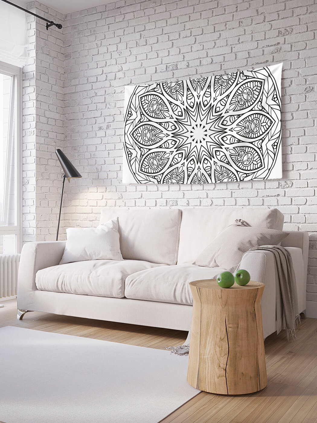 Фотопанно на стену горизонтальный постер 100х150 "Монохромная мандала", JoyArty