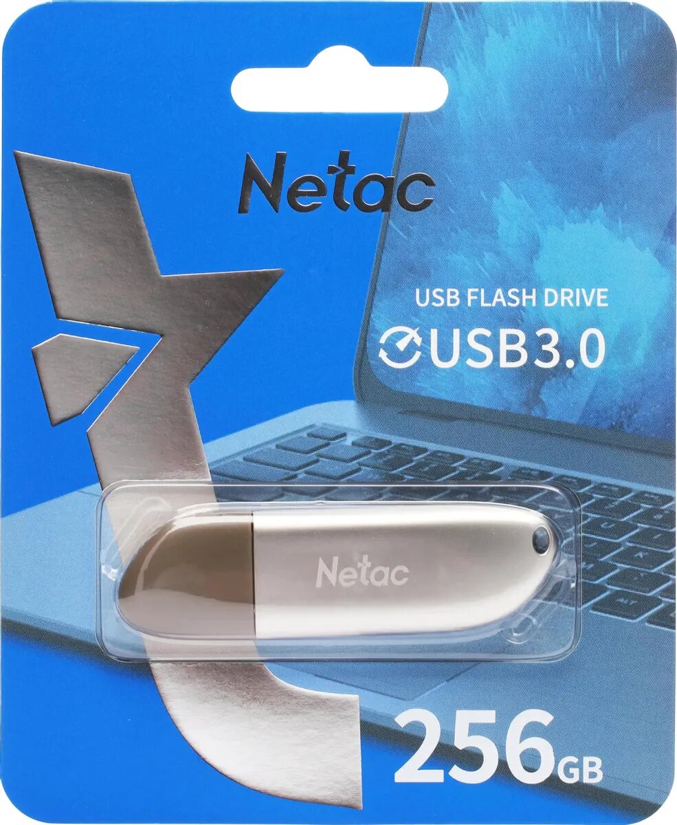 Флешка Netac NT03U352N-256G-30PN, 256 Гб, USB 3.0 (USB 3.2 Gen 1), серебристый