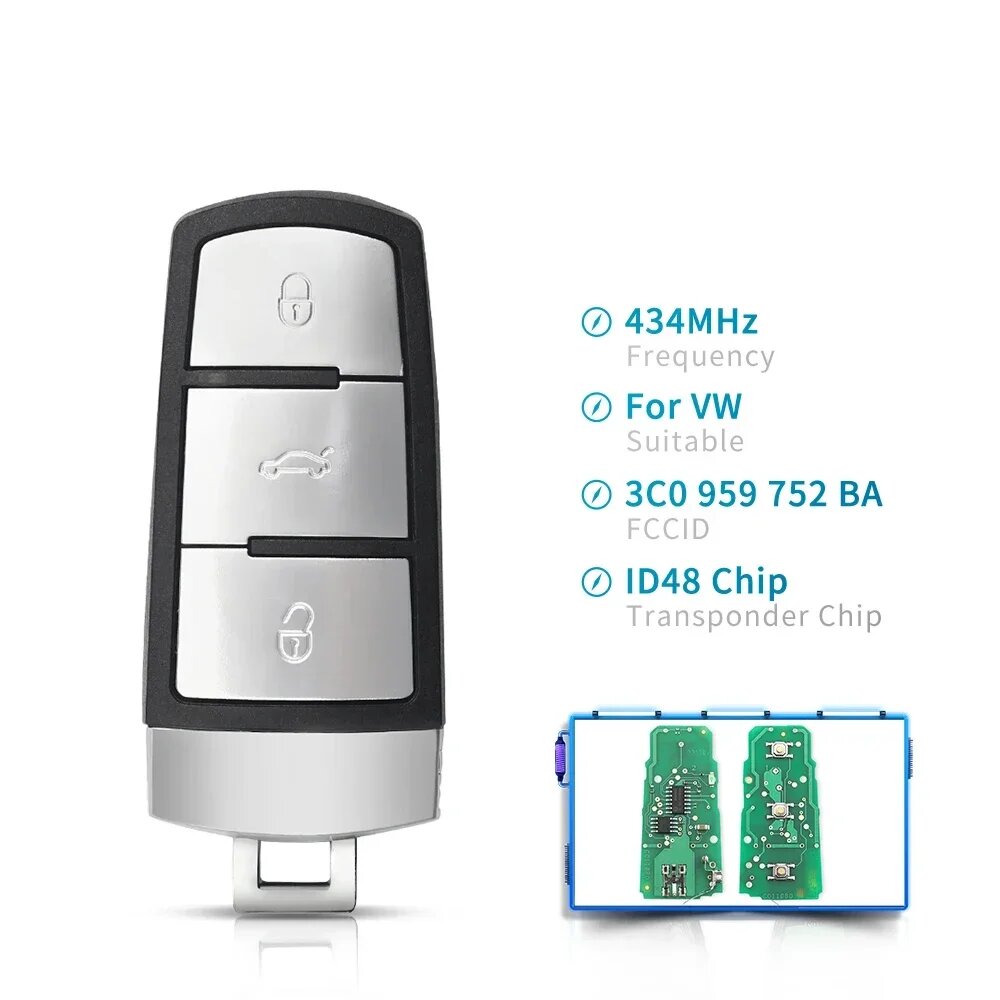 KEYYOU 3 кнопки Keyless Go удаленный автомобильный ключ 434 МГц PCF7936 ID46 для half smart id48