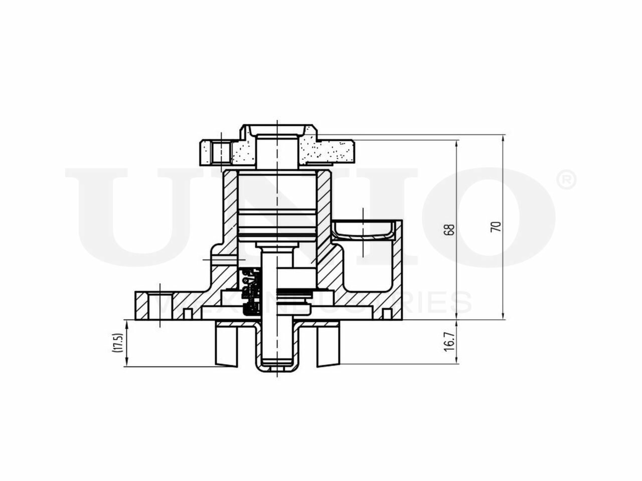 Помпа, водяной насос, для Шевроле Кобальт (T250) 13-, Дэу Джентра (KLAS) Chevrolet Cobalt Daewoo Gentra 13-, артикул WAP-10143, производителя UNIO