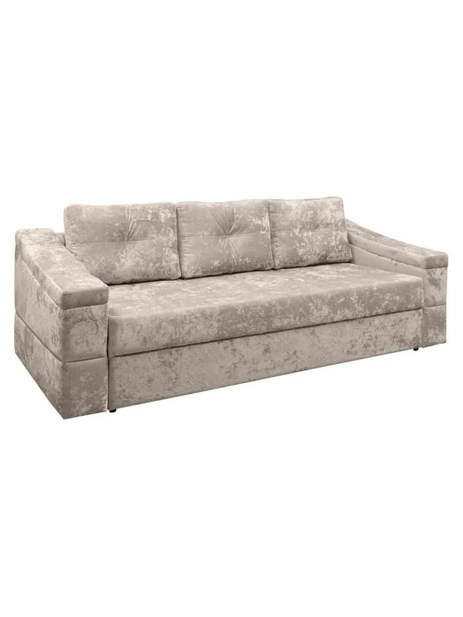 Диван кровать прямой Барти независимый пружинный блок, раскладной, тик-так, со съемными подушками, 155х200 см спальное место, Бежеый, велюр