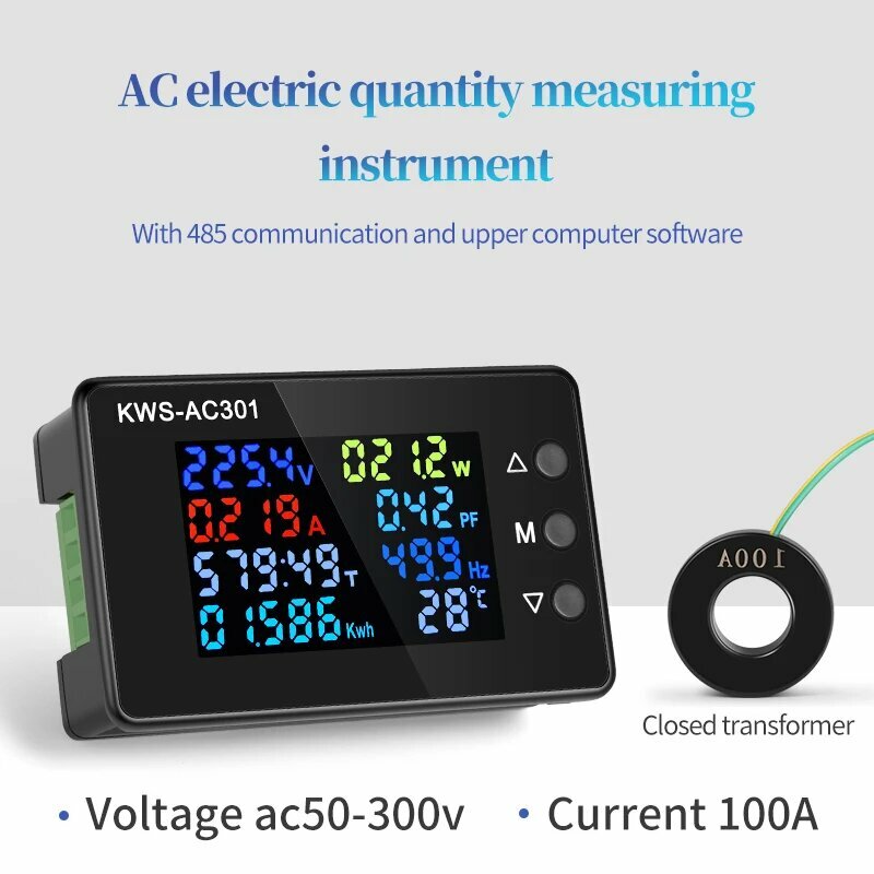 Вольтметр KWS-AC301, 100A, 300V, 485, Close