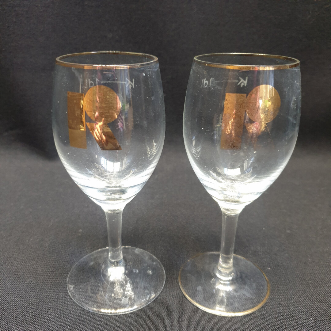 Пара бокалов, стекло, позолота. ГДР.