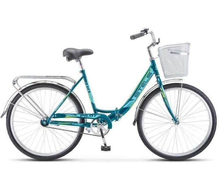Велосипед 26" STELS Pilot 810 рама 19" морская волна, на рост 160-180см, складной городской комфортный, мужской женский корзина И насос в комплекте