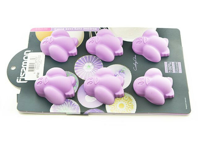 6732 FISSMAN Форма для выпечки 6 кексов пингвины 27.5x17.5x2.8 см, цвет лиловый (силикон)