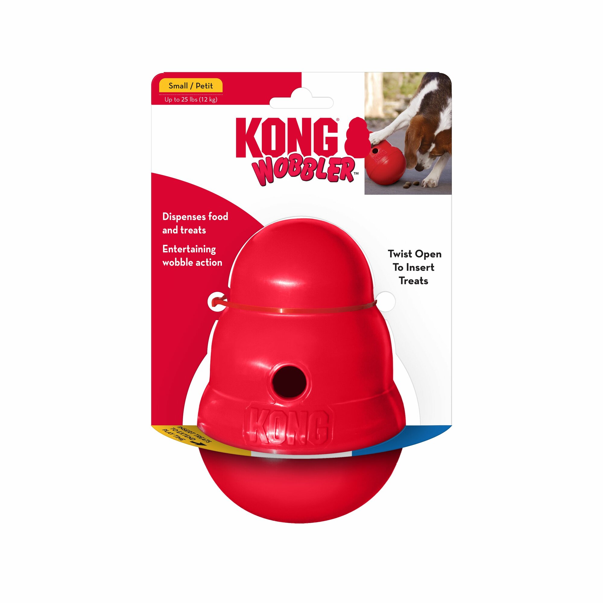 Игрушка для собак KONG Wobbler S, Прочная, Интерактивная, Дозатор для корма, Красная, для собак до 12 кг