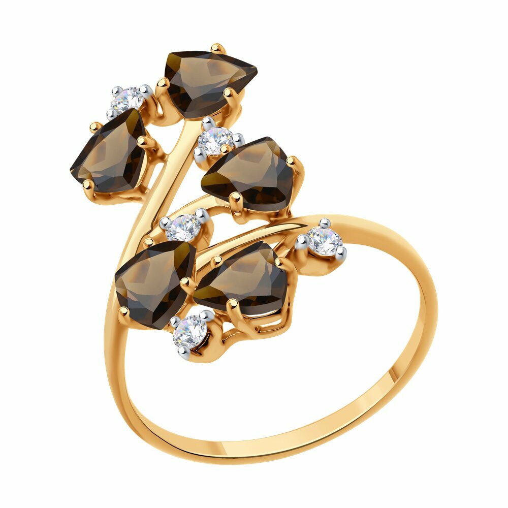 Кольцо, серебро, 925 проба, золочение