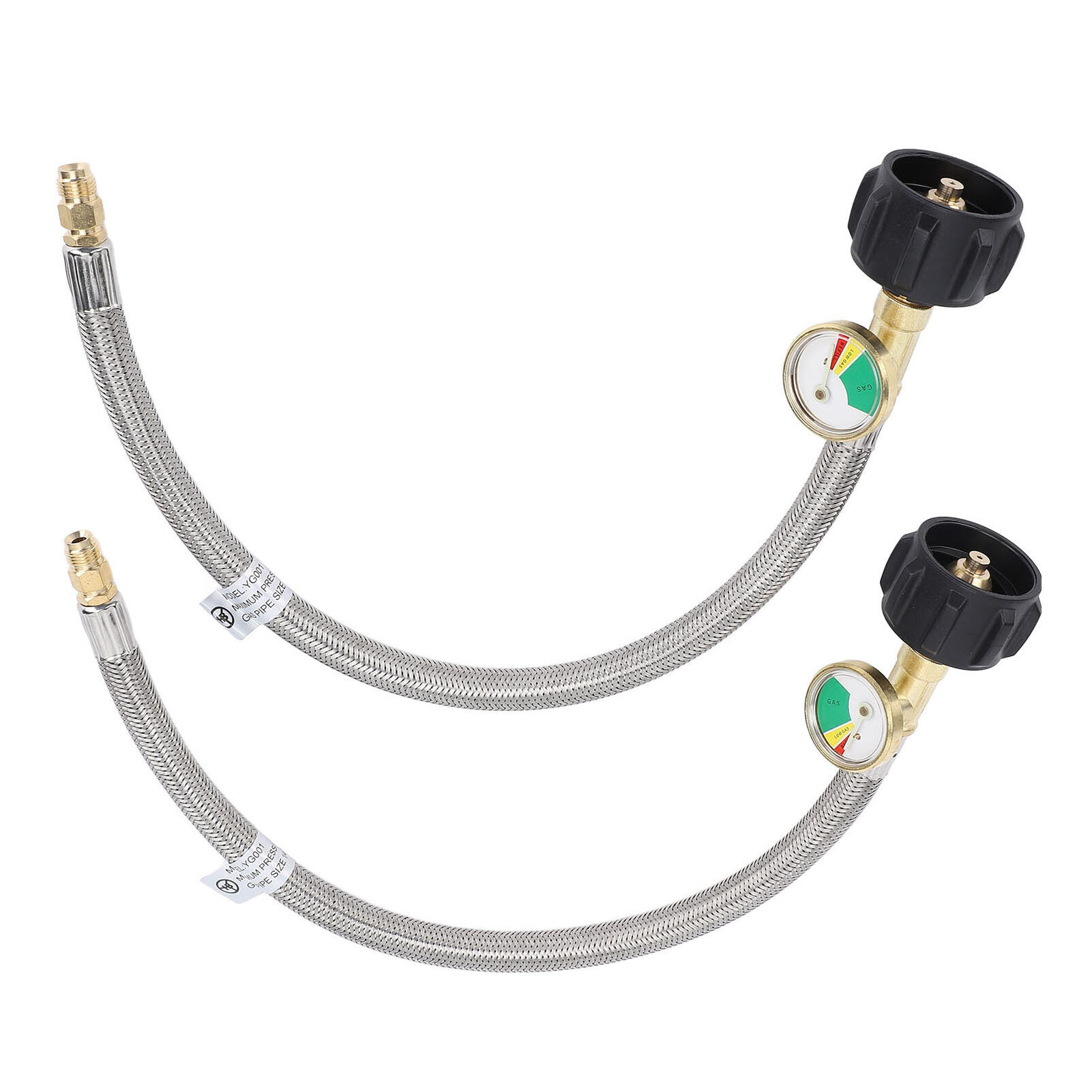 2 шт. шланг для автодома с манометром 1/4 дюйма, мужская резьба NPT QCC, тип 1, входное отверстие 350 фунтов на квадратный дюйм, манометр, 15-дюймовый шланг из нержавеющей стали для кемпинга, пикника на открытом воздухе