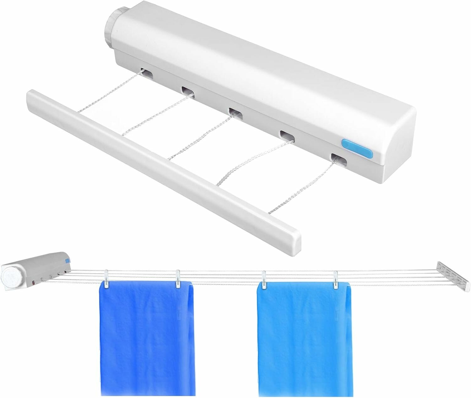 Телескопическая веревка для сушки, выдвижной бельевой веревок для прачечной дома балкона отеля (Пять веревок), выдвижной бельевой веревок для улицы, материал пластик, цвет как на изображении, новое состояние, длина 3.75 м, поддерживает нагрузку 8 кг,