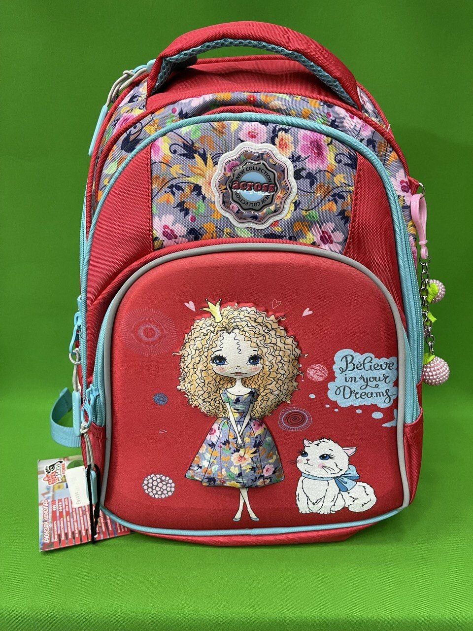 Рюкзак школьный, для девочек, с 3D картинкой, 3 отделения, анатомическая спинка, красный