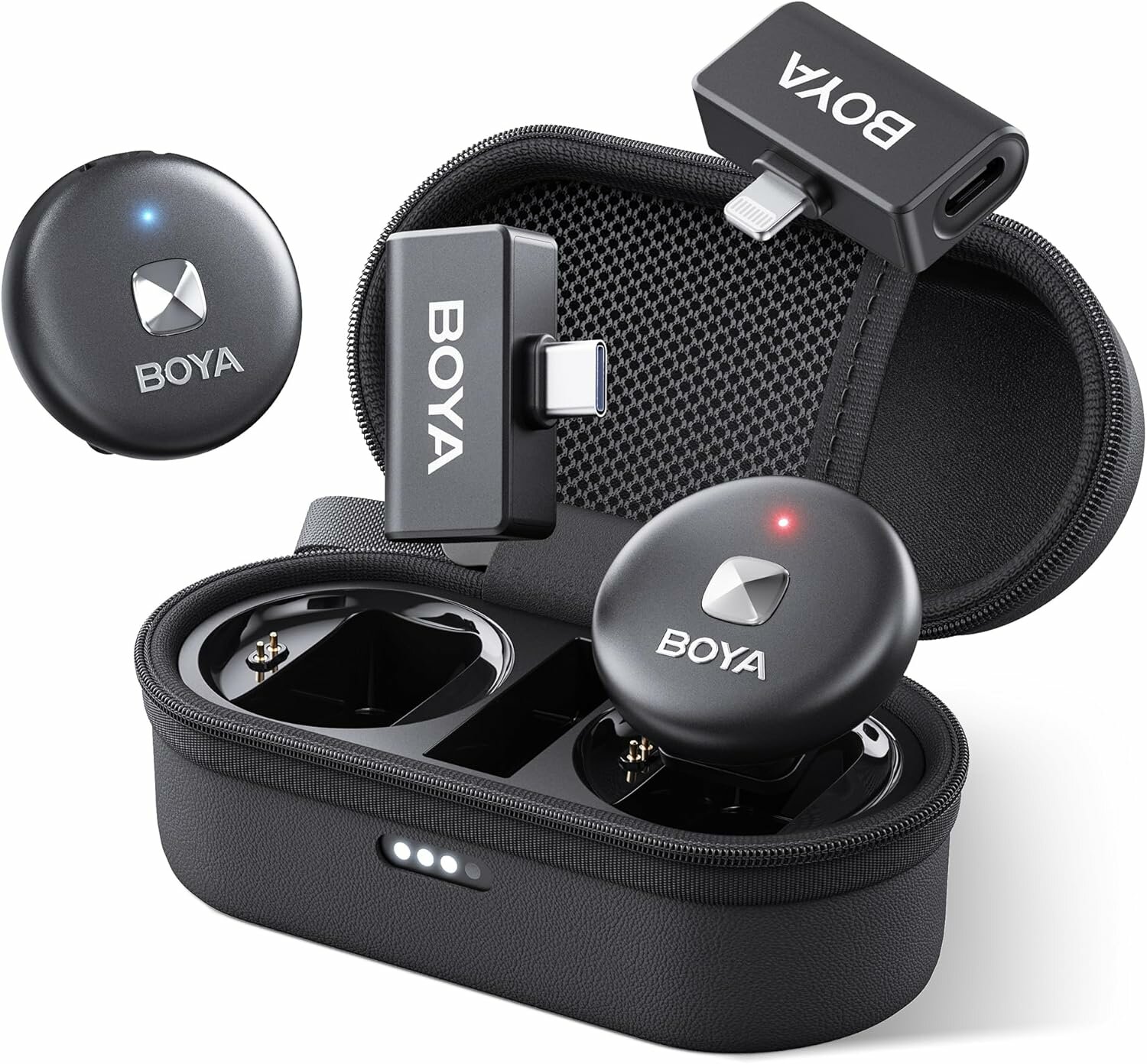 Беспроводной петличный микрофон BOYA Omic MFi сертификация двойной разъем (Lightning/USB-C) умное шумоподавление 30 часов работы кейс для зарядки совместимость с iPhone/Android