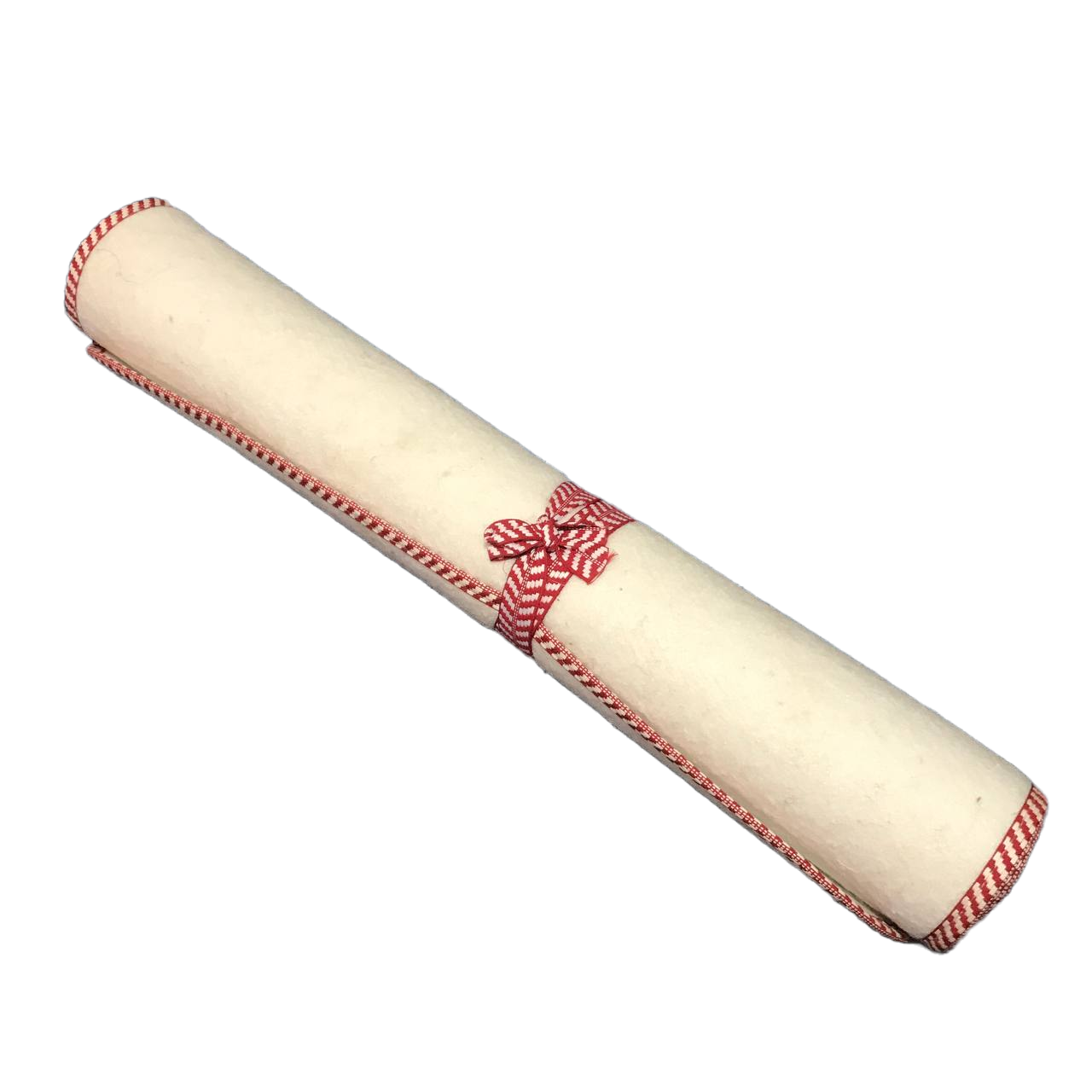 Коврик-лежак для бани и сауны с красно-белой окантовкой белый войлок 180/60 см.