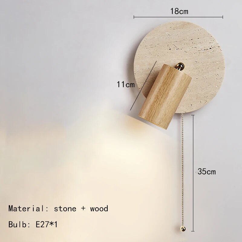 Настенная лампа IWP из камня и дерева, Natural light, B-2, Бежевый