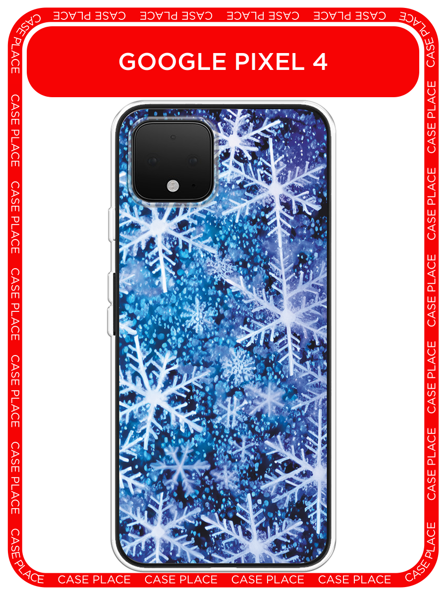 Чехол на Google Pixel 4 / Гугл Пиксель 4 с принтом Множество снежинок