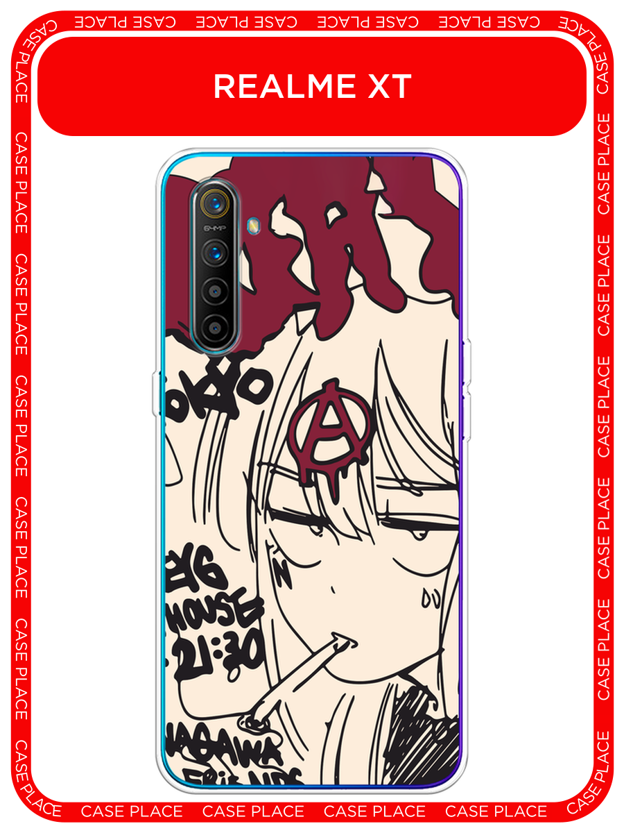 Силиконовый чехол на Realme XT / Реалми XT с принтом Anime doodle