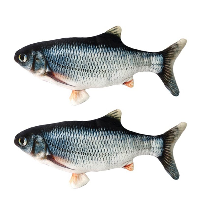 2шт электрическая движущаяся рыба кошка реалистичная плюшевая электрическая виляющая рыба кошка кошачья мята кикер s