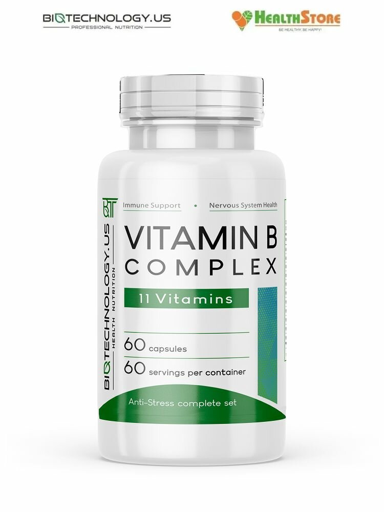 Biotechnology.US Vitamin B Complex 60 капсул комплекс витаминов b, витамины группы В