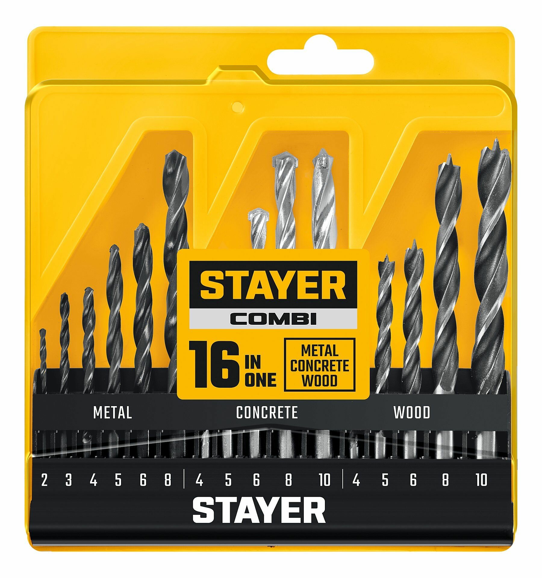 STAYER Combi 16 предметов, набор комбинированных сверл (29720-H16)