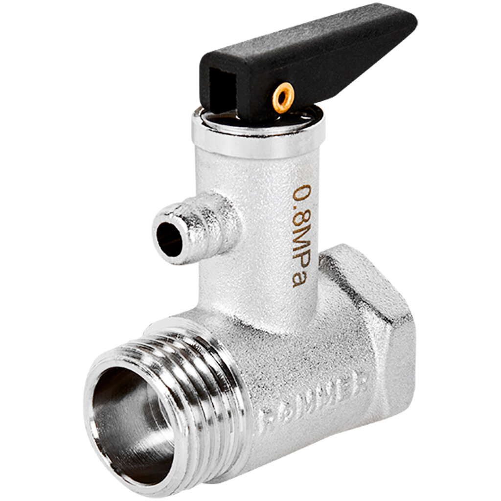 Клапан обратный 1/2' ROMMER для водонагревателей 8 бар со сбросником и ручным спуском