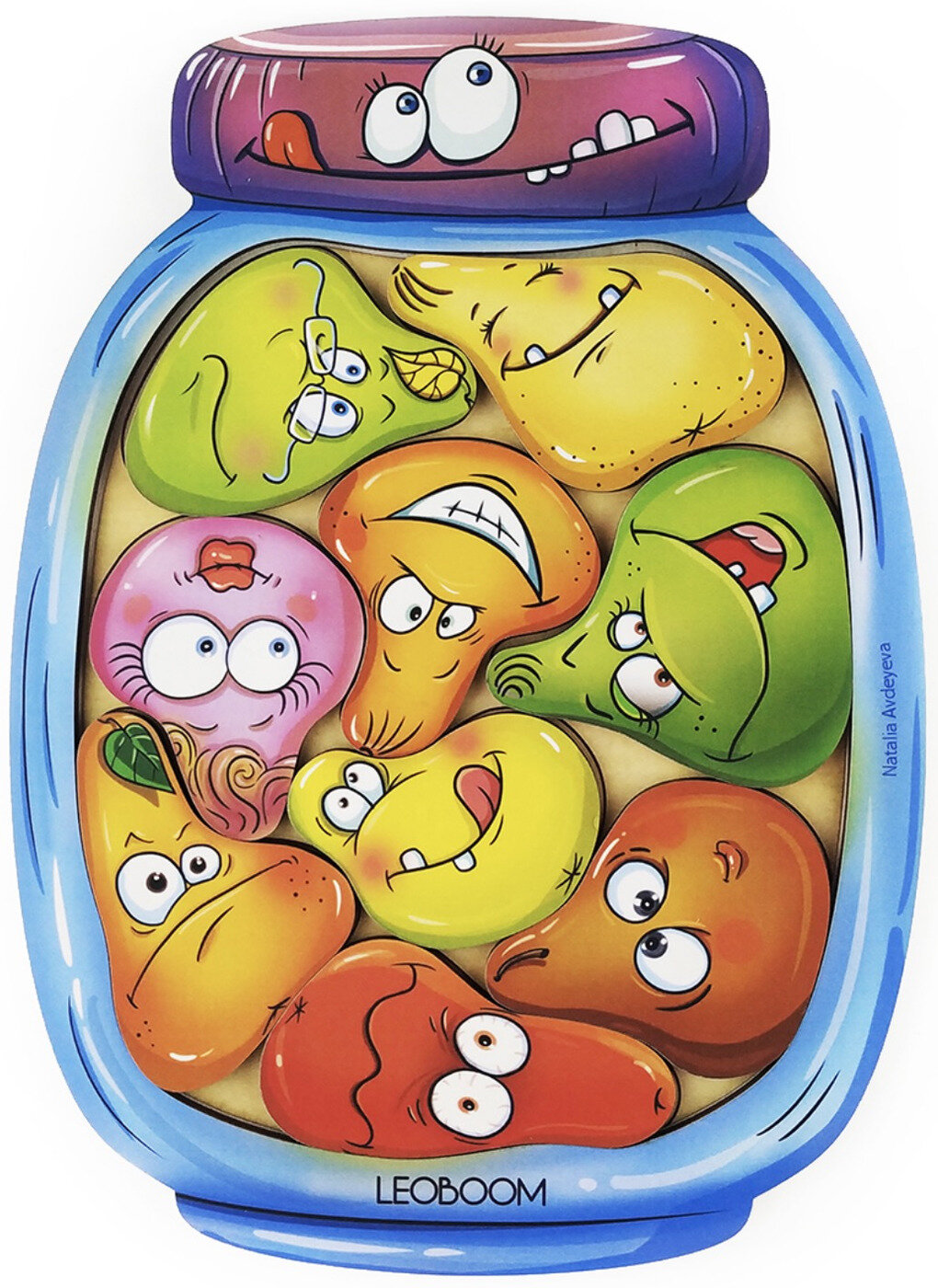 Деревянный пазл-вкладыш Smile Decor "Грушевый компот" (Леобум), развивающая игра для малышей, обучающая настольная игра, головоломка на 9 деталей