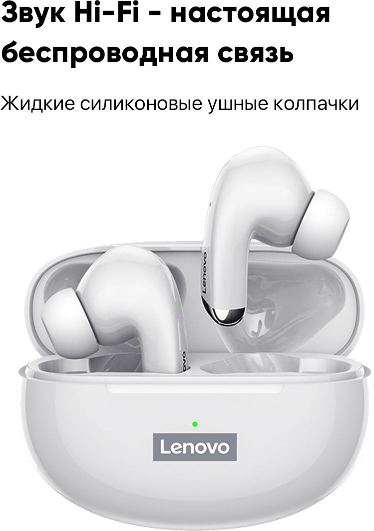 Беспроводные наушники Lenovo LP5 Live Pods TWS, Hi-FI звук, белый