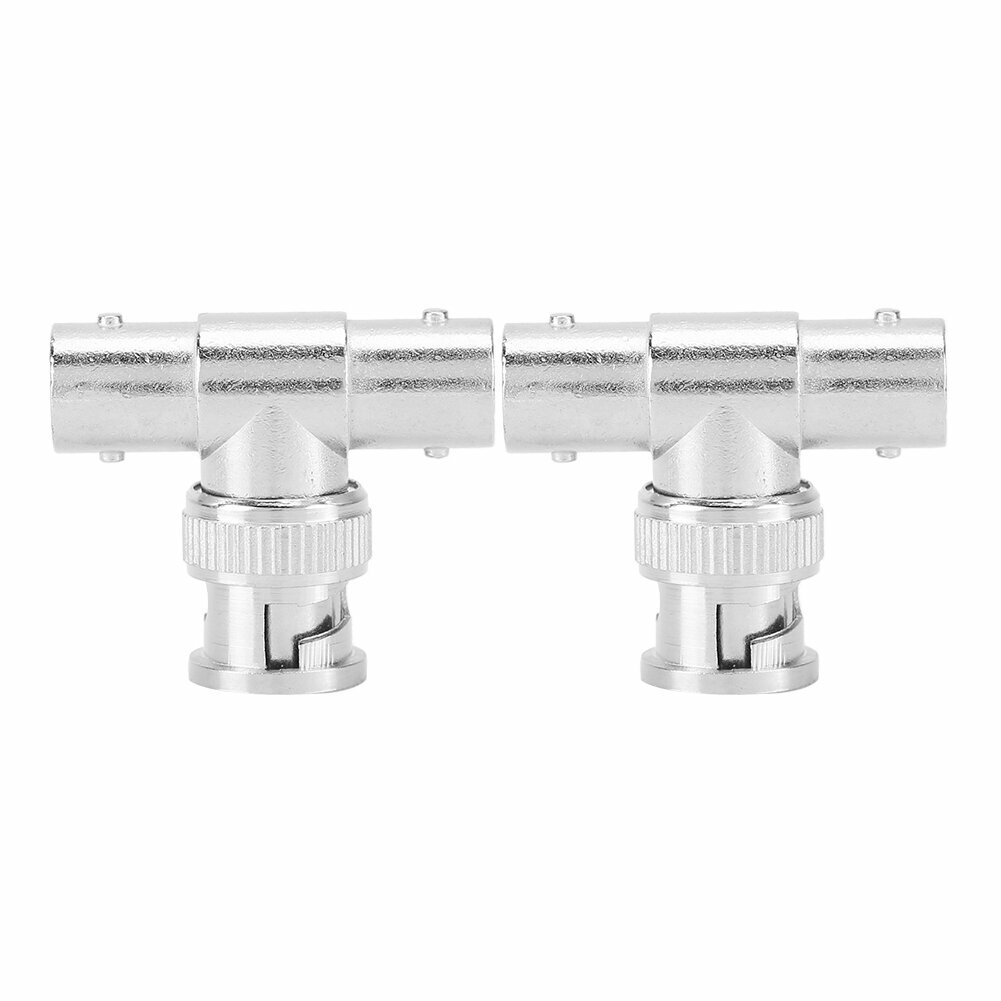 2 шт. BNC-адаптера "папа-мама" для 3-контактного Т-образного разветвителя для систем видеонаблюдения.