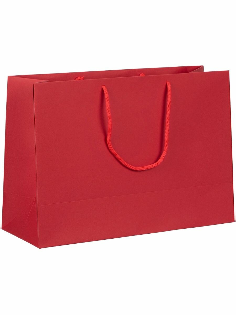 Подарочный пакет праздничный бумажный, упаковка подарка 35х24х12 Ample Plus M, красный