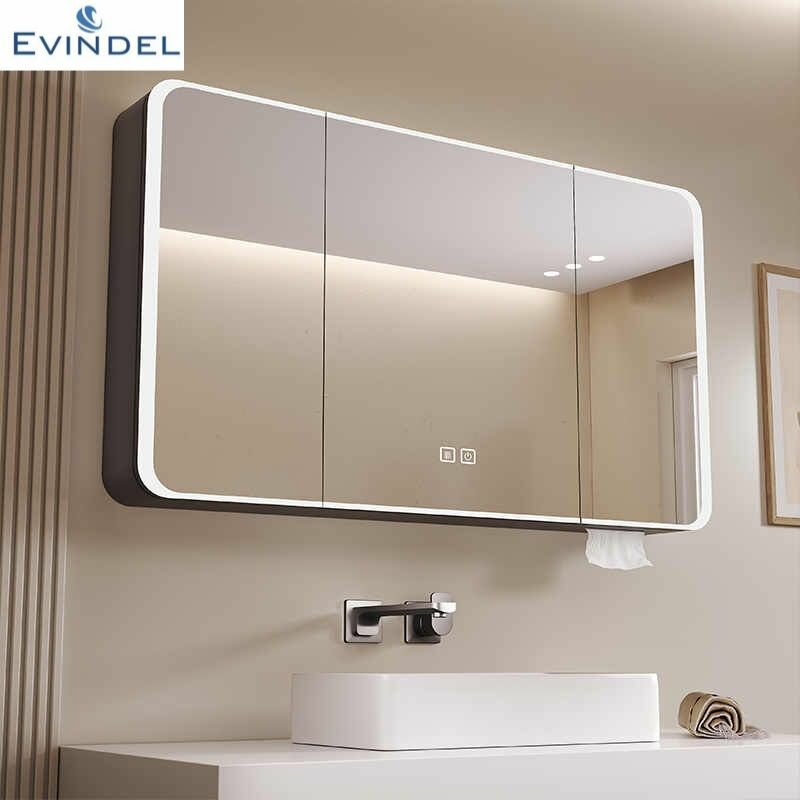 Шкаф-зеркало EVINDEL Space Beauty Arc Smart Mirror, алюминиевый корпус, белый, 90х13х70 см